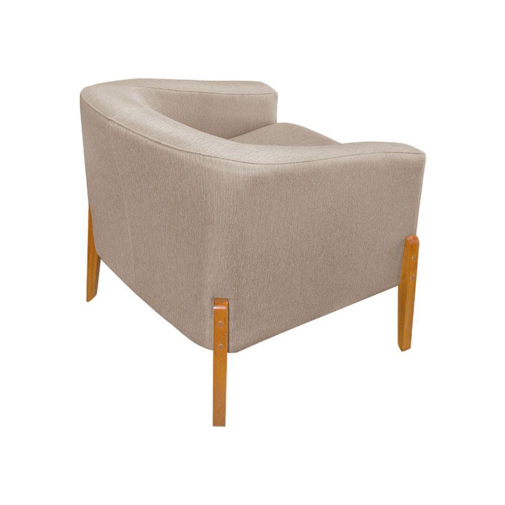 Kit 2 Poltronas Living Base Em Madeira Maciça Flórida Linho Bege - Bege ...