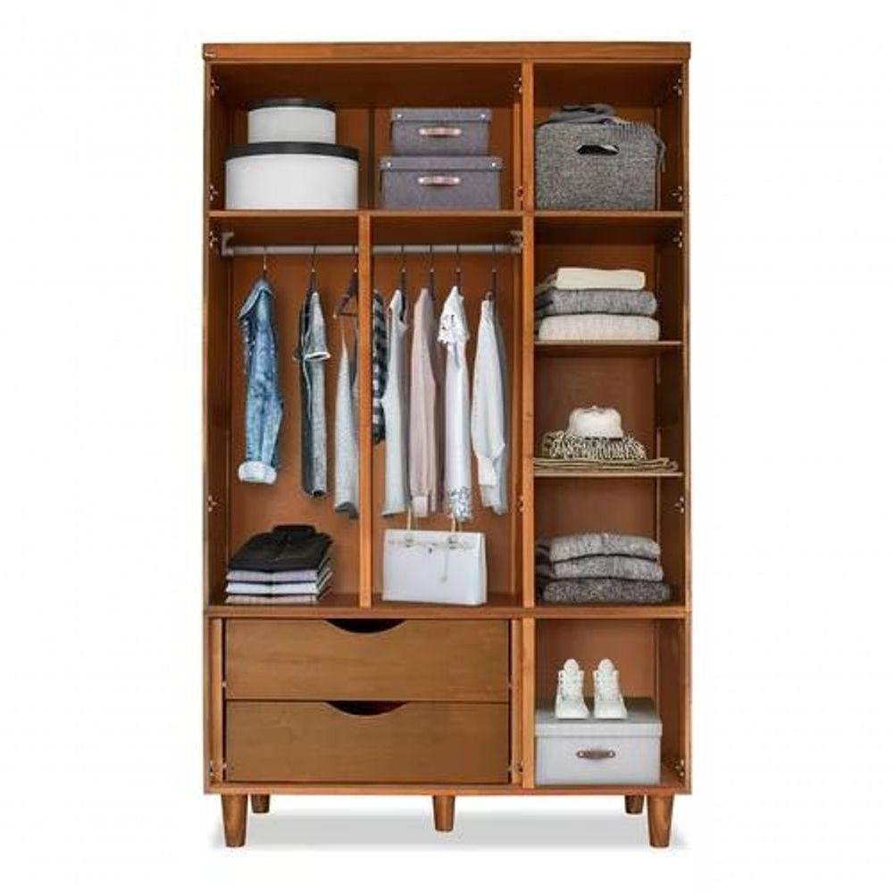 Guarda Roupas Solteiro 3 Portas C-maleiro Rústico Com Espelho Maranhão ...