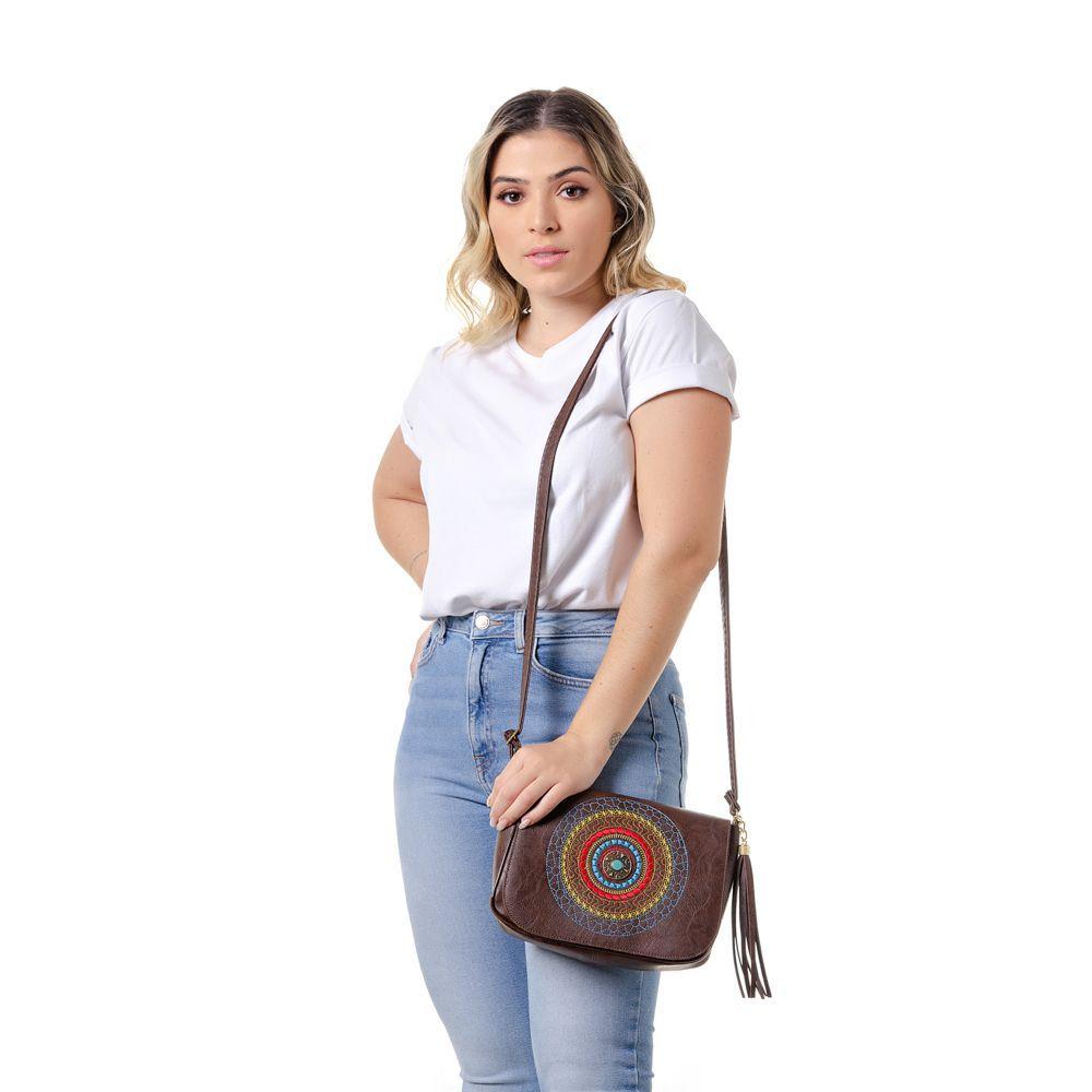 Bolsa Flap Transversal Feminino Com Bordado Mandala E Zíper - Carrefour