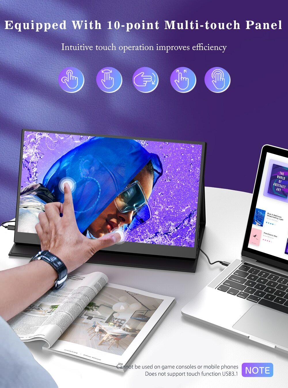 Monitor Portátil Uperfect 16,1", Sensível Ao Toque Fhd 1080p - Carrefour