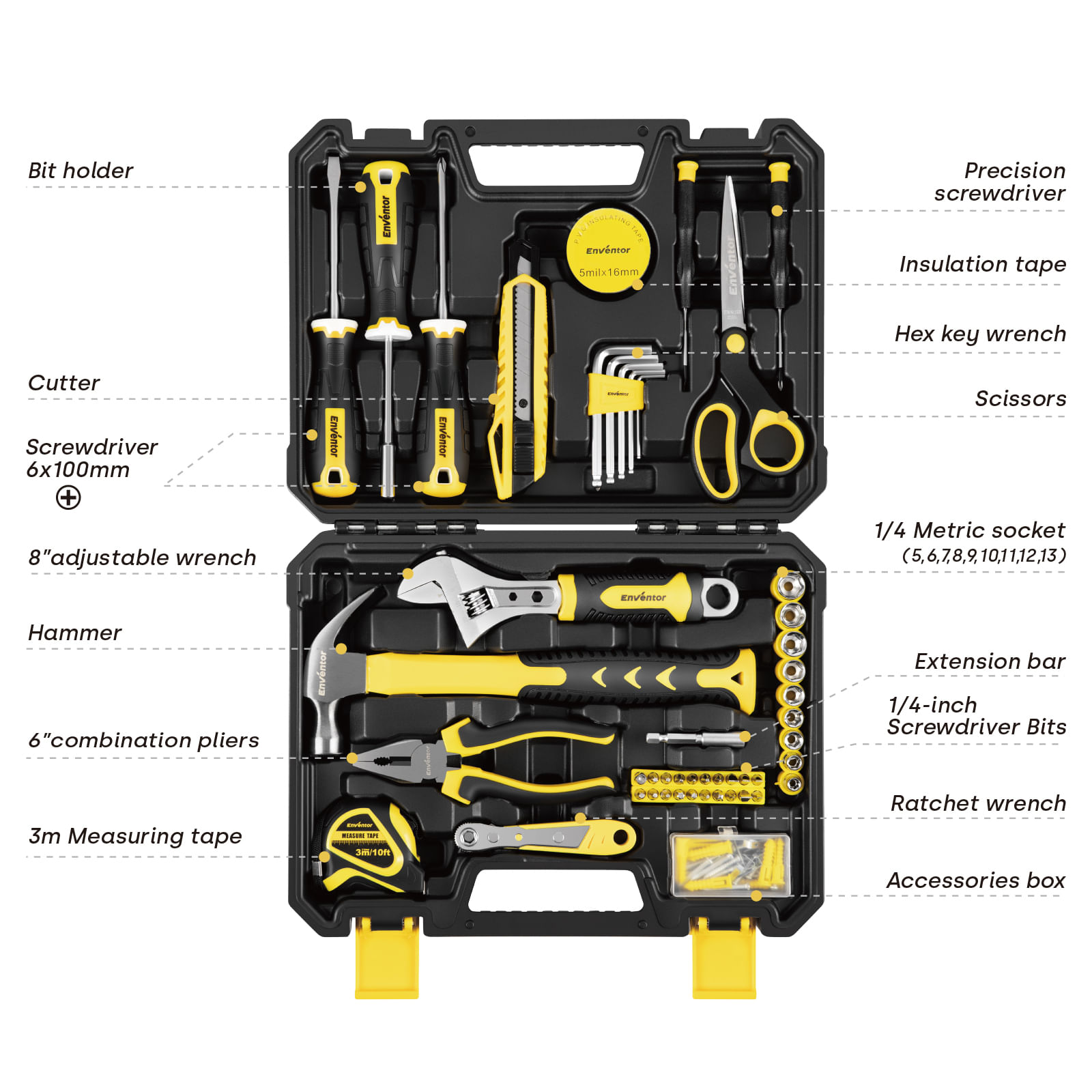 Kit De Ferramentas Domésticas Enventor Conj. Básico C/ 90un. - Carrefour