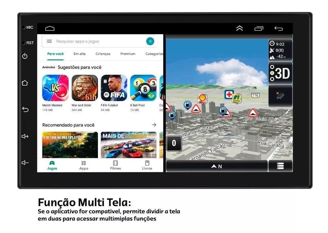 Central Multimídia 7 Android + Gps, Bluetooth, Usb, 64+4gb. - Carrefour