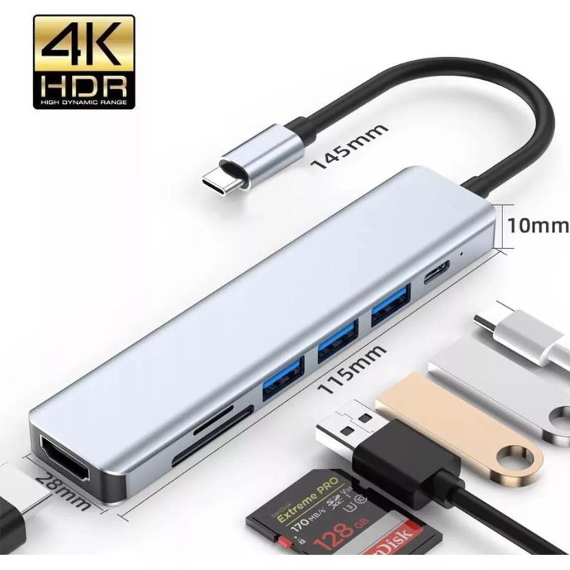 Hub Usb Tipo C 7 Em 1 Hdmi Thunderbolt 4k Usb 3.0 Otg - Carrefour