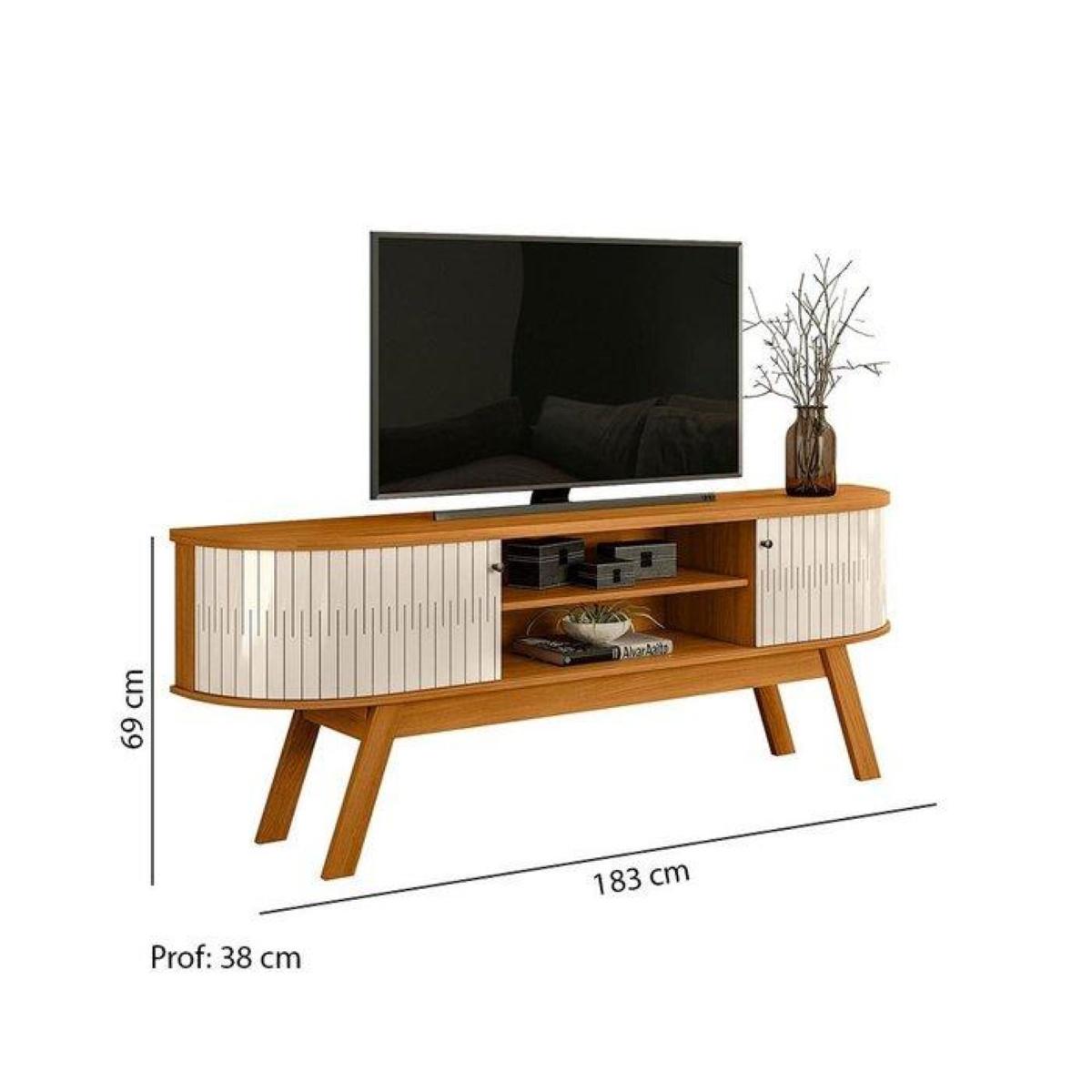 Rack Bancada Valencia Para Tv 75 Polegadas Cor Cinamomo E Off White - Madetec - Carrefour