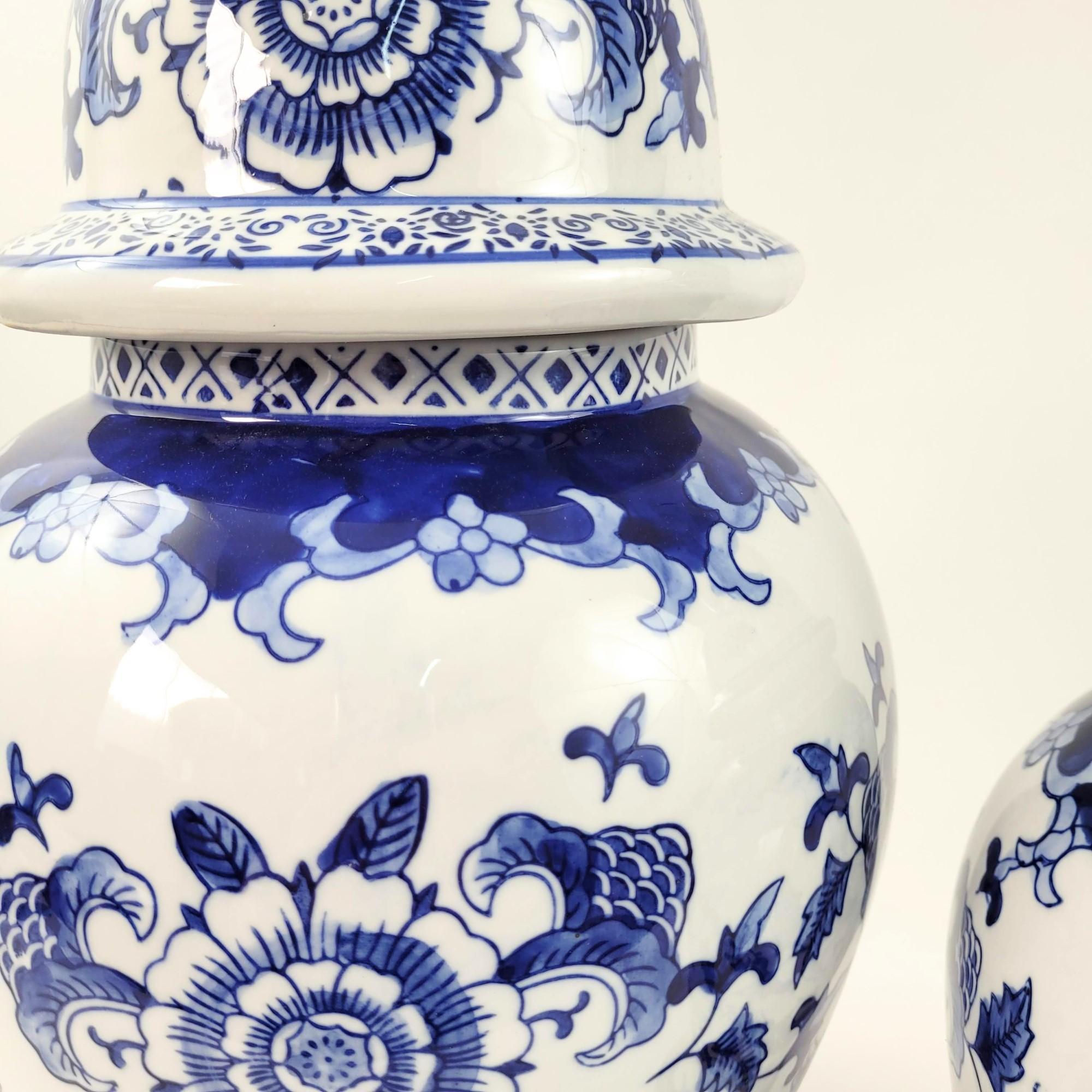 Pote Potiche Azul E Branco 46/37cm Porcelana Decoração 2pc - Carrefour