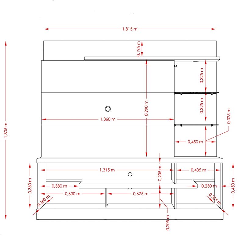 Estante Home Theater Alan Para Tv Até 55 Polegadas Com Rodízio 1 Porta Cor Off White Savana ...