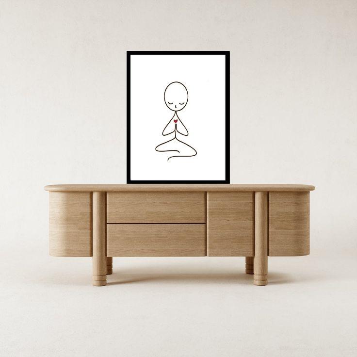 Quadro Minimalista Yoga Bonequinho - 60x48cm - Com Vidro - Carrefour