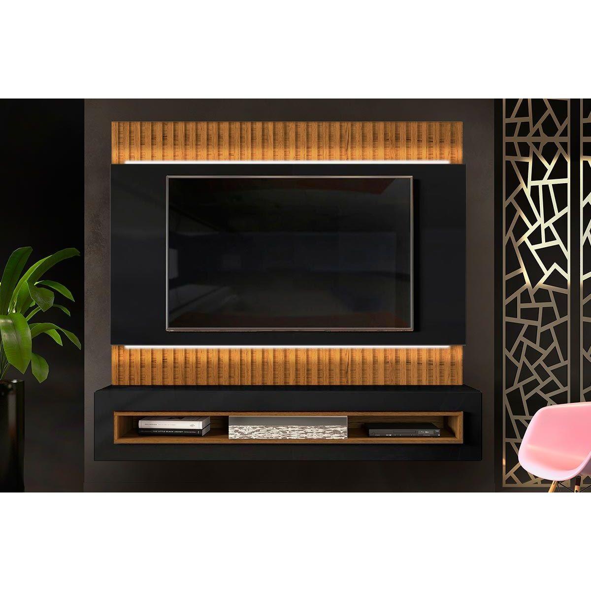 Painel Para Tv Belutti Ate 65 Polegadas Griz Carvalho Dj Moveis - Carrefour
