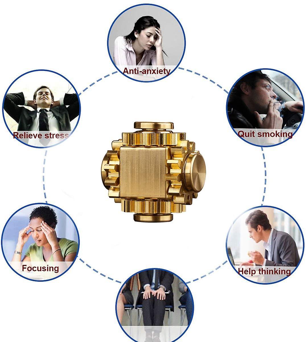 Pure Brass Cube Gears Linkage Anti-ansiedade Fidget Spinner Para ...