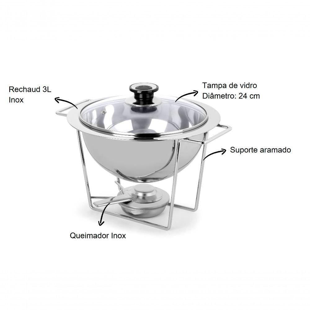 Réchaud Inox 3 Litros Tampa De Vidro 4 Peças Sopa Feijão - Carrefour