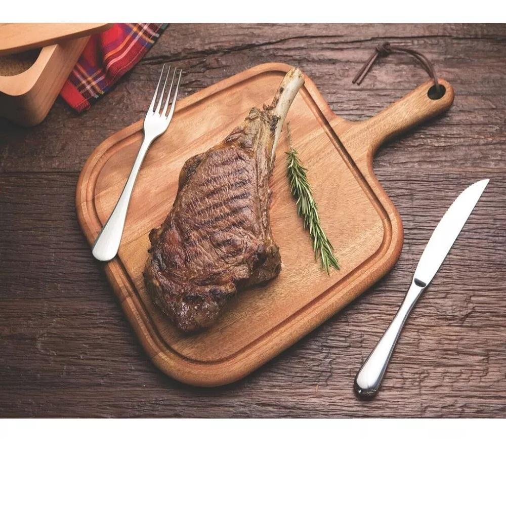 Tabua Para Steak Provence Madeira Teca 40x27cm Com Cabo Tram - Carrefour