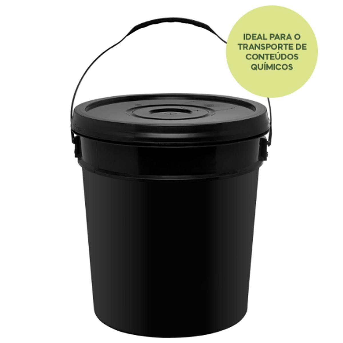 Balde Plástico Com Tampa E Alça 20 Litros Preto Eco Nature - Carrefour