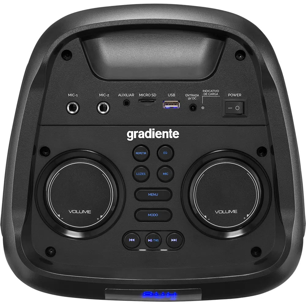 Caixa De Som Amplificada Gradiente Gcl104 Full Led 400w Com Bluetooth Fm Entrada Usb Preta ...