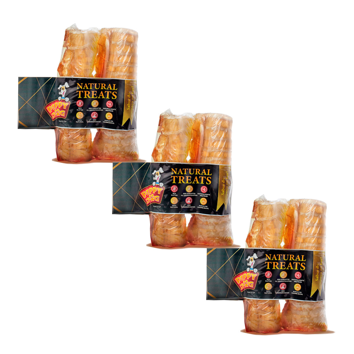 Kit 3 Petisco Cães Peppy Dog Traquea 5"natural Bovina (2 Unid) - Carrefour