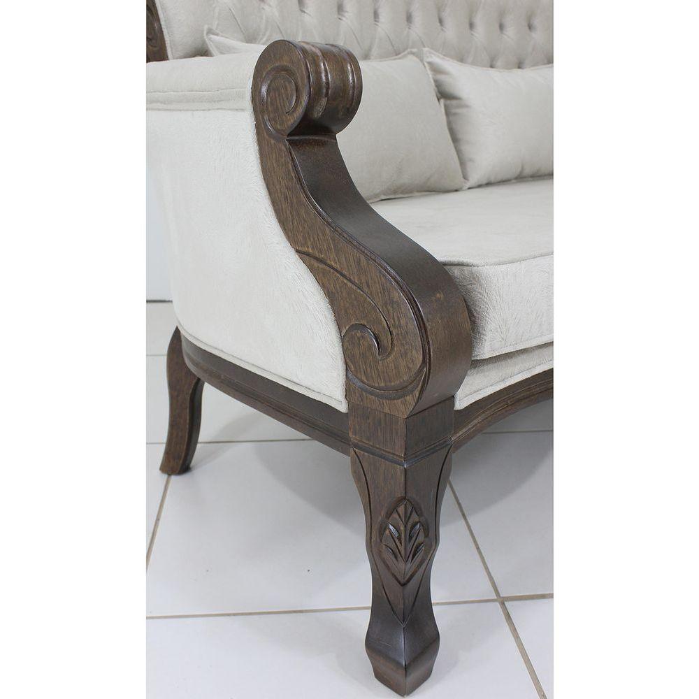 Sofá Poltrona Imperador Capitonê 2 Lugares Capuccino E Veludo Texturizado Bege - Carrefour