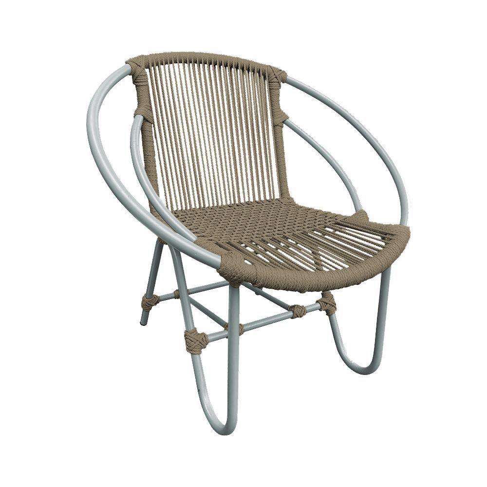 Cadeira Decorativa Julia Em Corda Náutica E Base Em Alumínio Cinza-rami ...