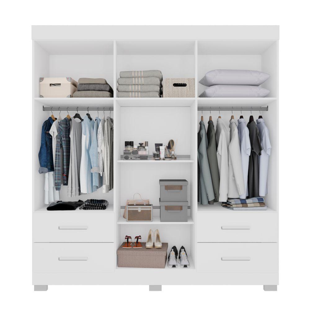 Guarda-roupa Verona Premium 6 Portas 4 Gavetas Com Espelho Branco ...