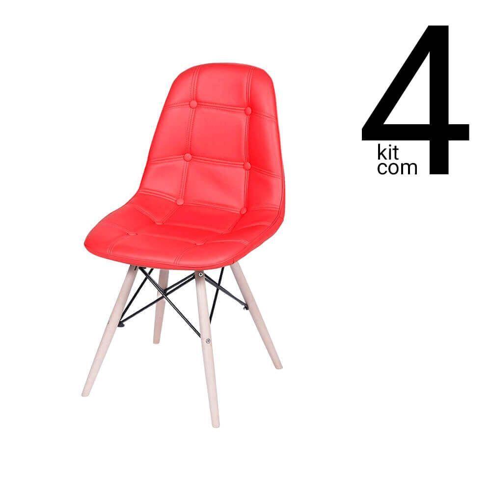 Conjunto 4 Cadeiras Eames Dsw Botonê - Vermelha - Carrefour
