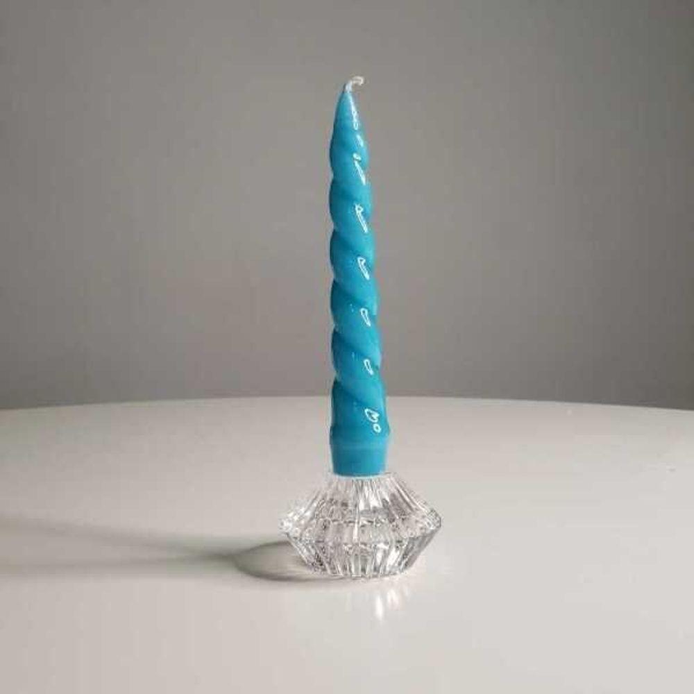 Vela Castiçal Colorida Caracol - Verniz Azul Claro - Carrefour