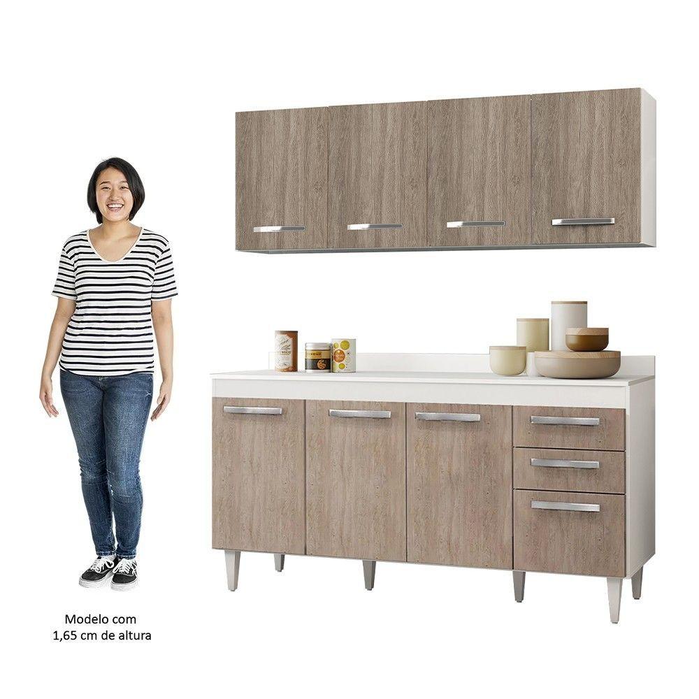 Armário Aéreo Parma E Balcão Para Pia Com Tampo 150cm Lisboa Branco ...