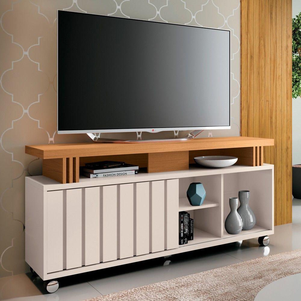 Rack Para Sala Bancada De Tv 50 Pol. 136cm Briz H01 Off White-cinamomo ...