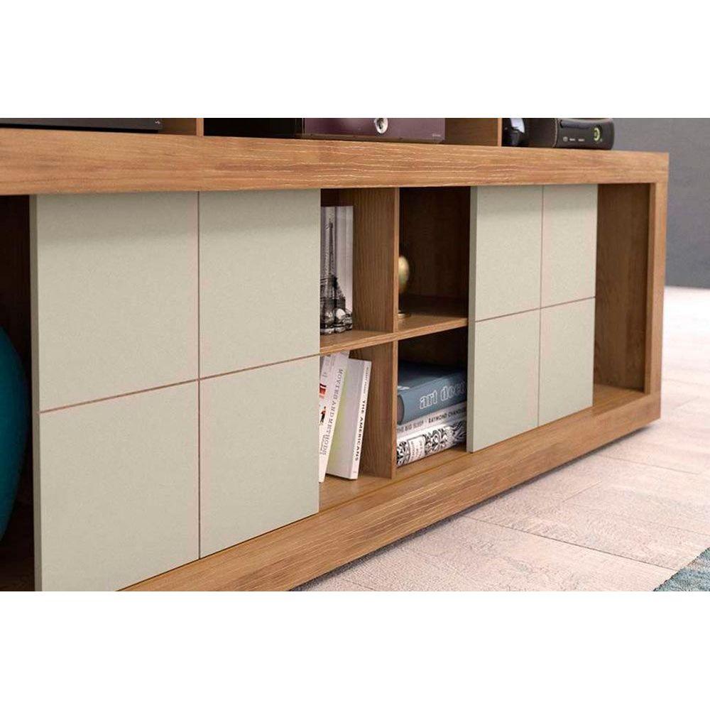 Rack Para Tv Titan Até 70 Polegadas C/ 2 Portas De Correr E 5 Nichos Buriti/off White - Caemmun ...
