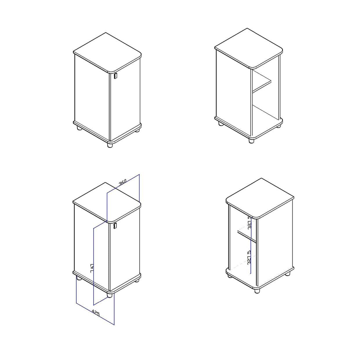 Balcão Simples Cozinha Movelbento ASM152 1 Porta 1 Prateleira Branco ...