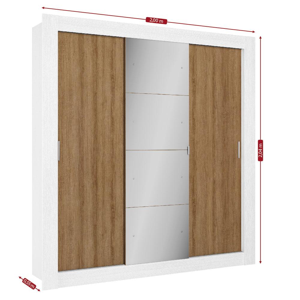 Guarda-Roupa Casal com Espelho 3 Portas de Correr e 2 Gavetas THB ...