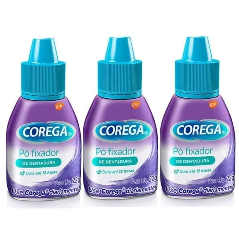 Kit C/3 Corega Pó 22g X 3 - Fixador De Dentadura/prótese - Carrefour