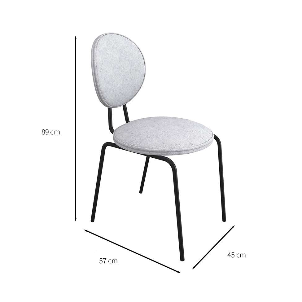 Conjunto Com 2 Cadeiras Sofia Linho Cinza E Preto - Carrefour