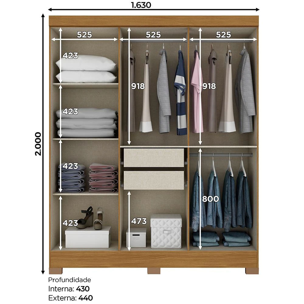 Guarda-roupa Henn Chade Com 6 Portas 2 Gavetas 5 Prateleiras - Carrefour