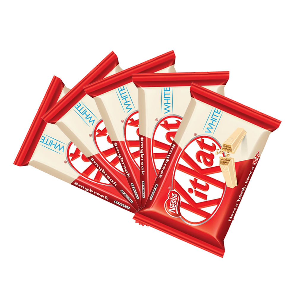 Kit 5 Barras De Chocolate Kit Kat 4 Fingers Branco 41,5g - Carrefour Kit 5 Barras De Chocolate Kit Kat 4 Fingers Branco 41,5g - Carrefour