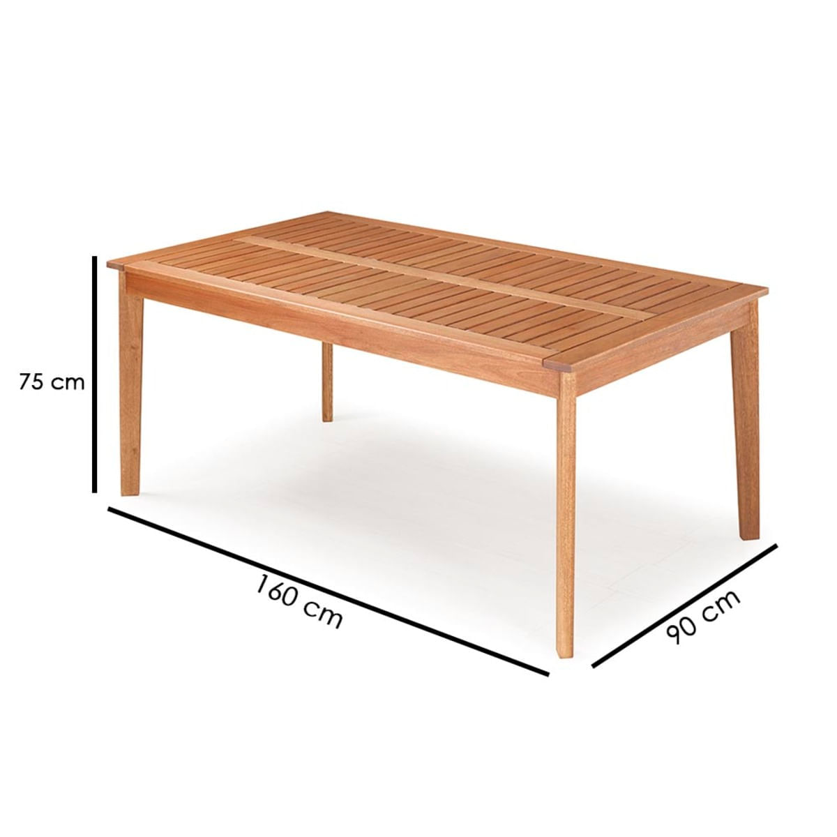 Mesa Retangular Ripada para Áreas Externas em Madeira Eucalipto - Maior Durabilidade Jatobá ...