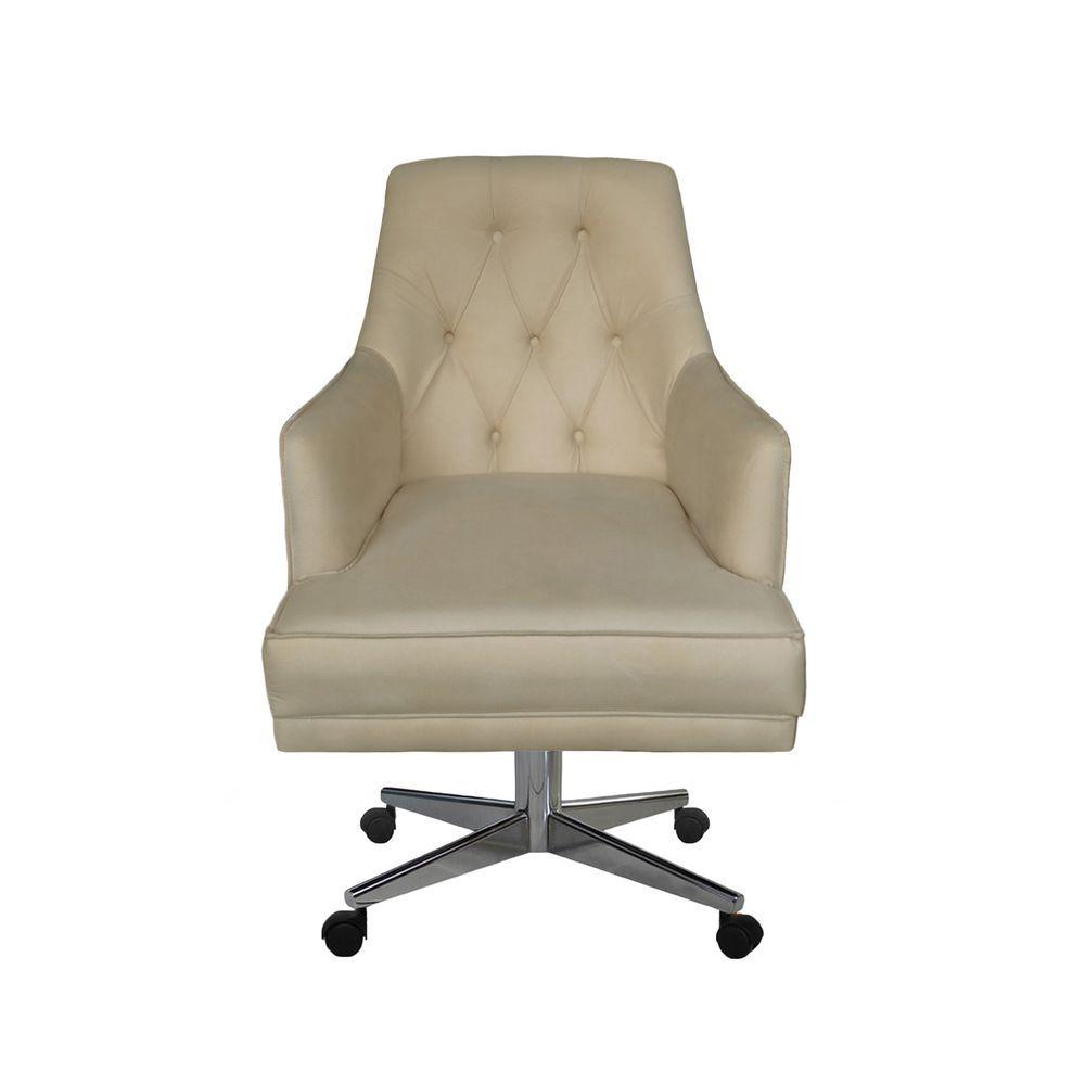 Poltrona Com Rodizio Paris Retro Suede Bege Rosado - Dominic Decor ...