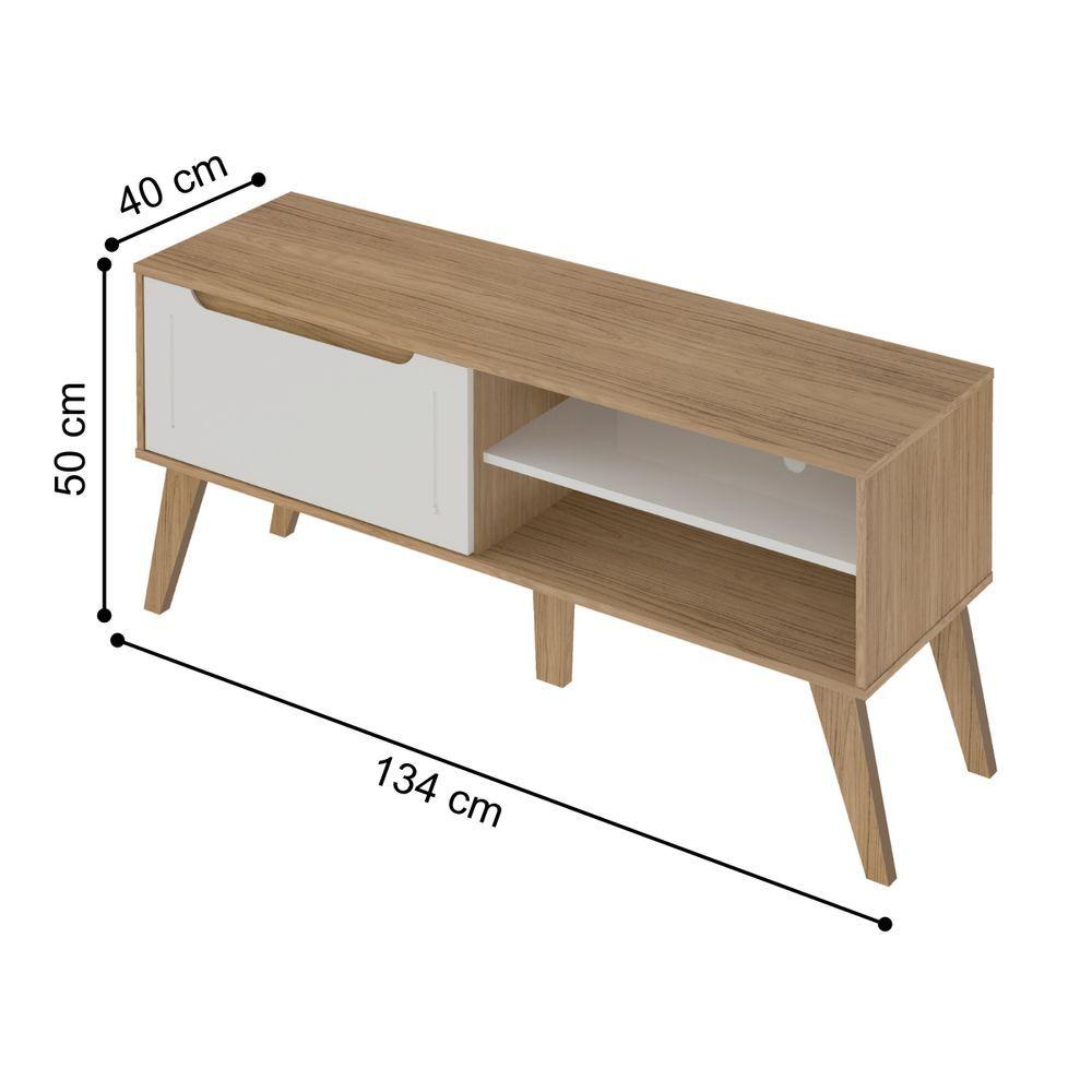 Rack 1 Porta Para Tv 60 Polegadas Nobres Carvalho Off White - Carrefour