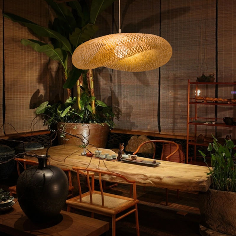 Luminária De Bambu Led - Luminária Candelábro De Bambu Para Cozinha ...