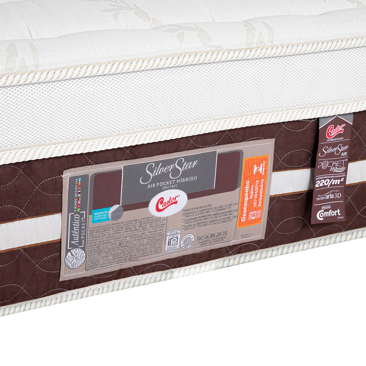 Colchão Castor Queen Silver Star Air One Face Híbrido 158x198x32cm ...