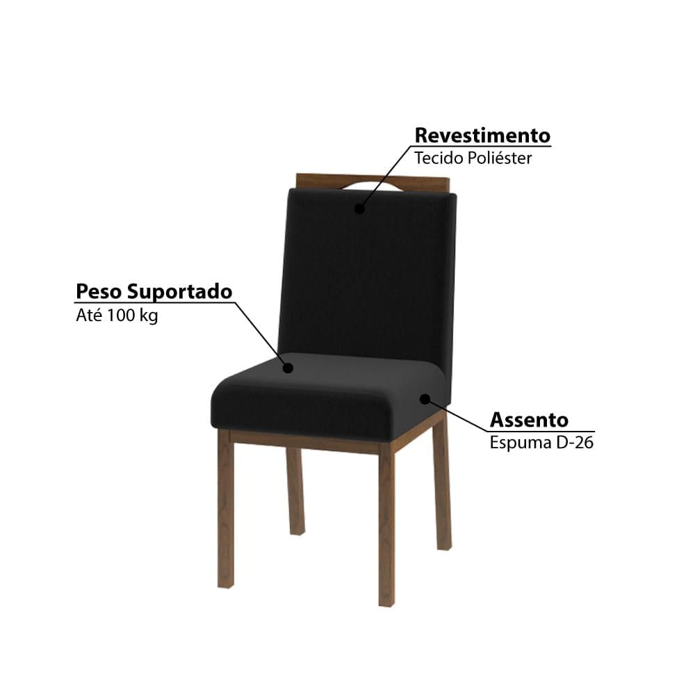 Conjunto 2 Cadeiras Sofia Pux Estofada Em Poliéster - Nogueira/preto - Carrefour