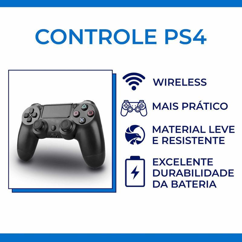 Joystick Preto Com Ps4 Manete Sem Fio - - Carrefour