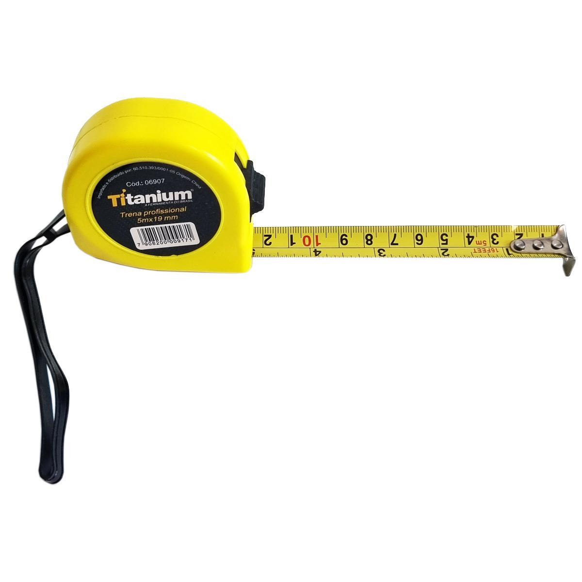 Trena Fita Aço 5 Metros Com Trava Clip Profissional Titanium - Carrefour