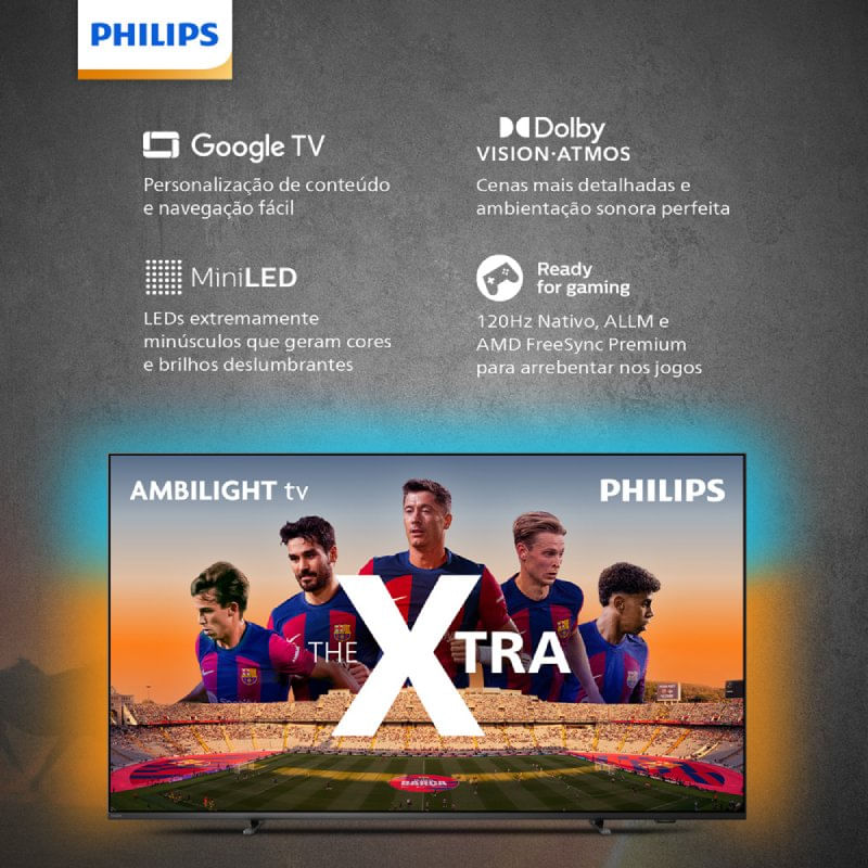 Smart Tv Philips 75 The Xtra Ambilight Mini Led 4k Uhd Google Tv ...
