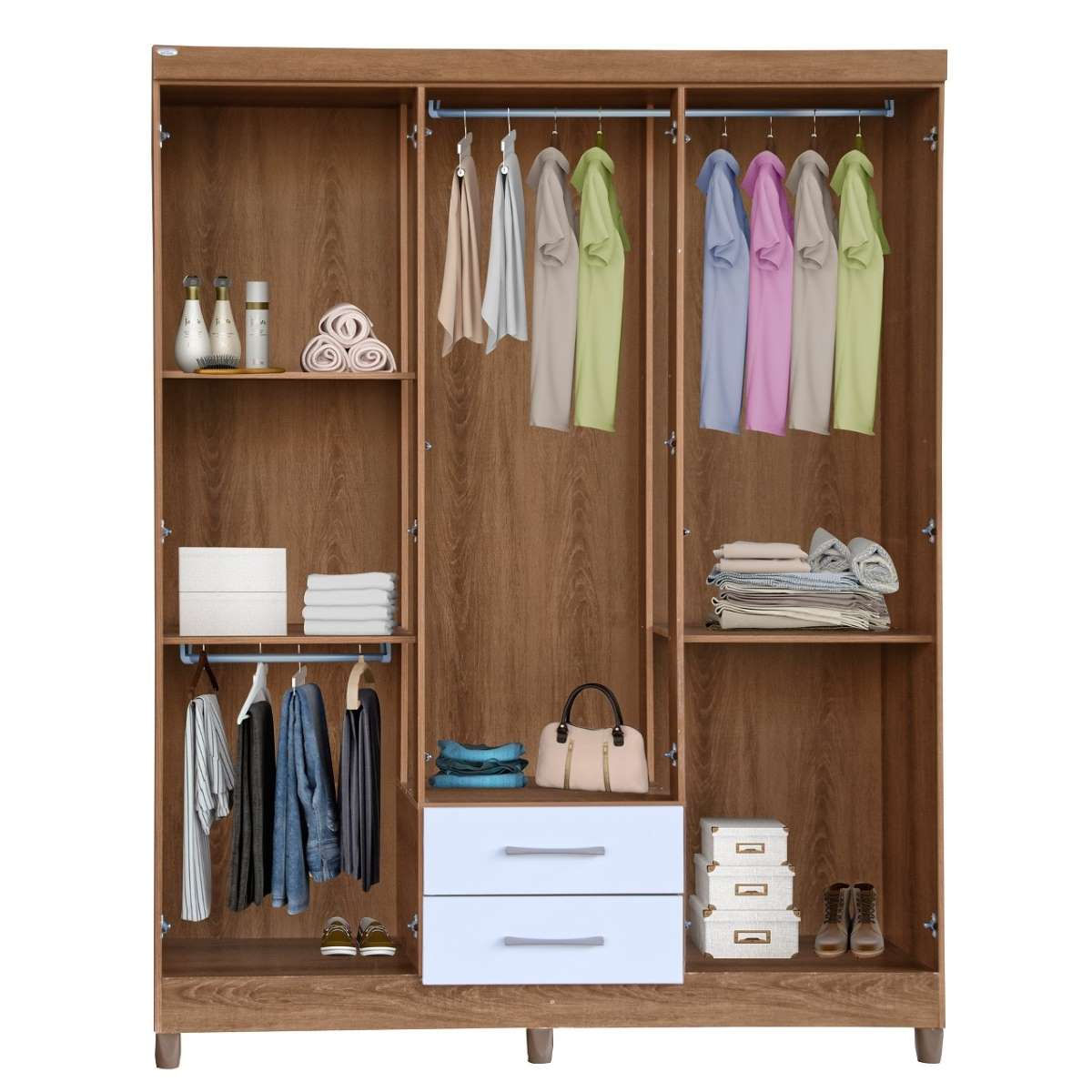 Guarda Roupa Monique 6 Portas 2 Gavetas Cor Mel - Rud Rack - Carrefour