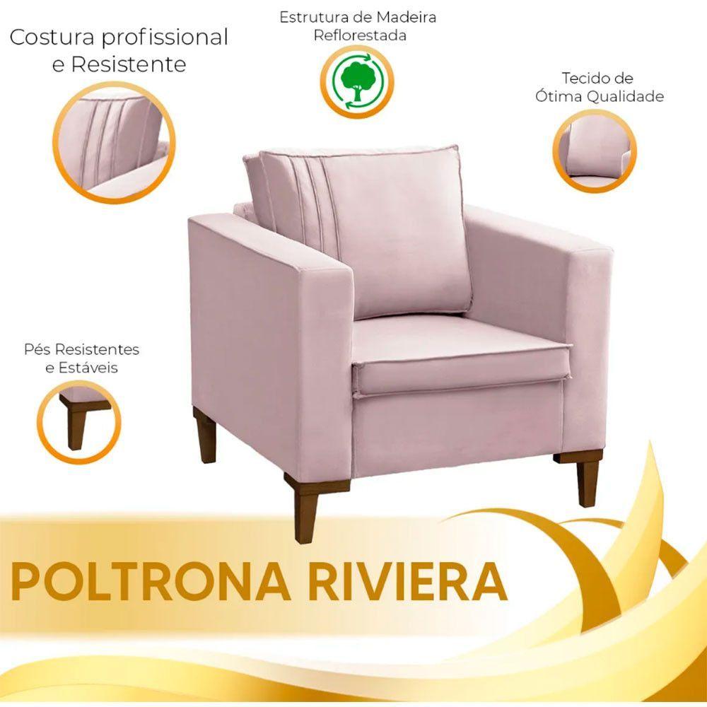 Poltrona Decorativa Riviera Veludo Rose Vs Decor Rose - Carrefour