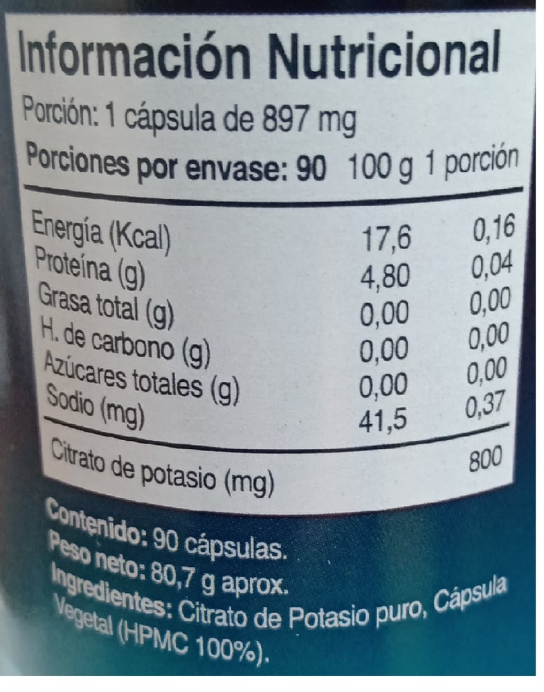 Suplemento Zeo Pure Potassium Citrate 270 Cápsulas - Carrefour