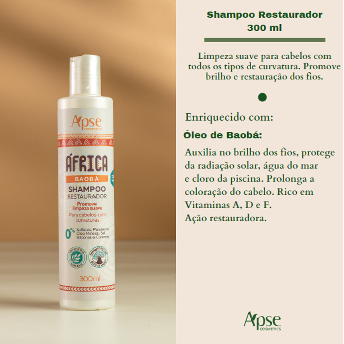 Shampoo Restaurador Apice África Baobá 300ml - Carrefour