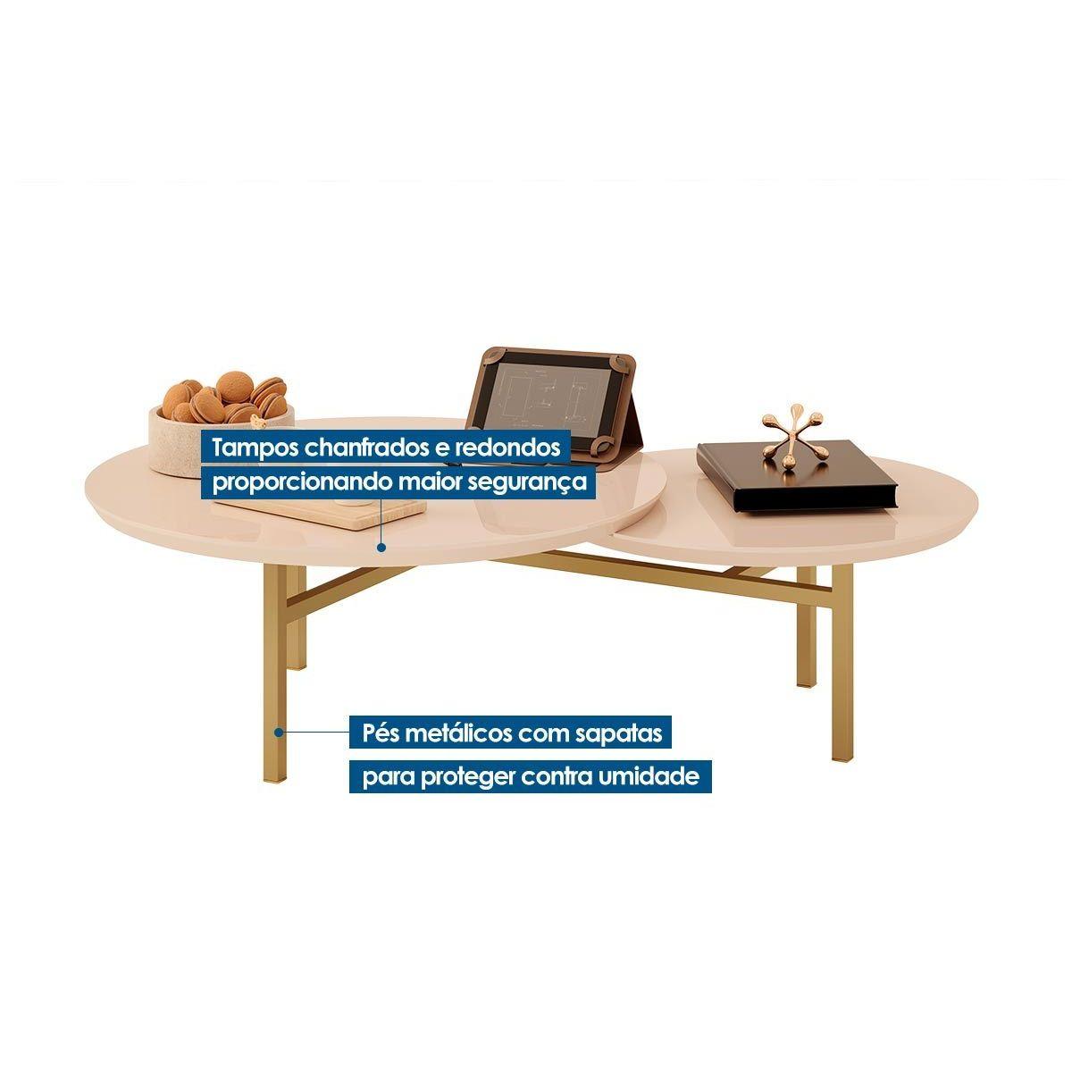 Mesa Centro Sala Charlote Griz - Dj Móveis - Carrefour