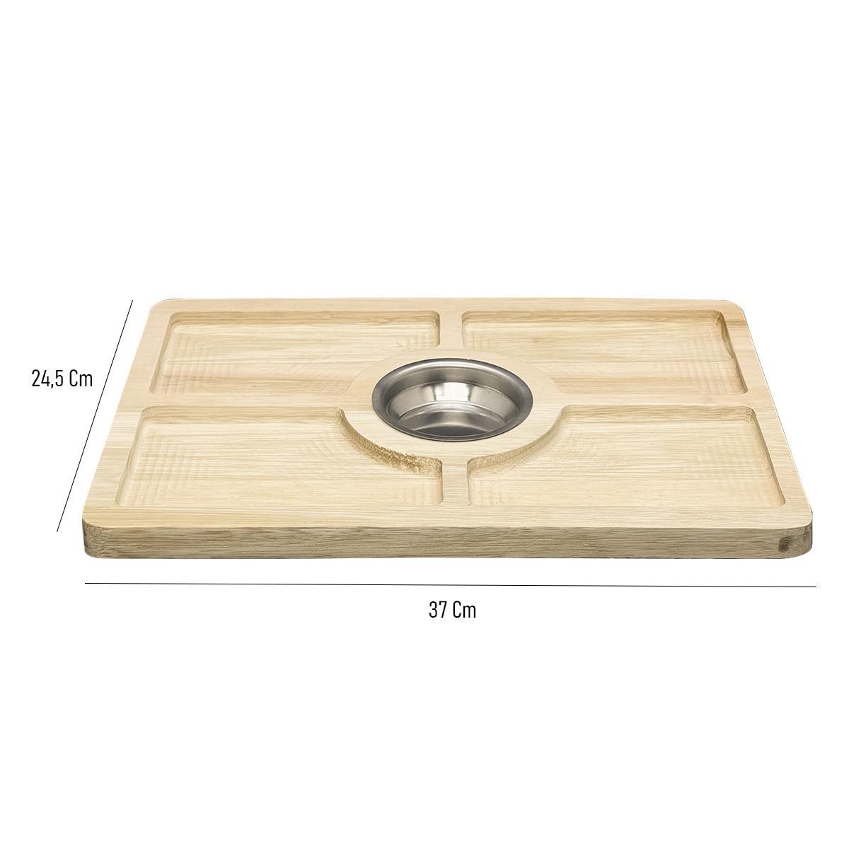 Petisqueira Em Madeira Com Molheira Central 37x24,5x2cm - Carrefour