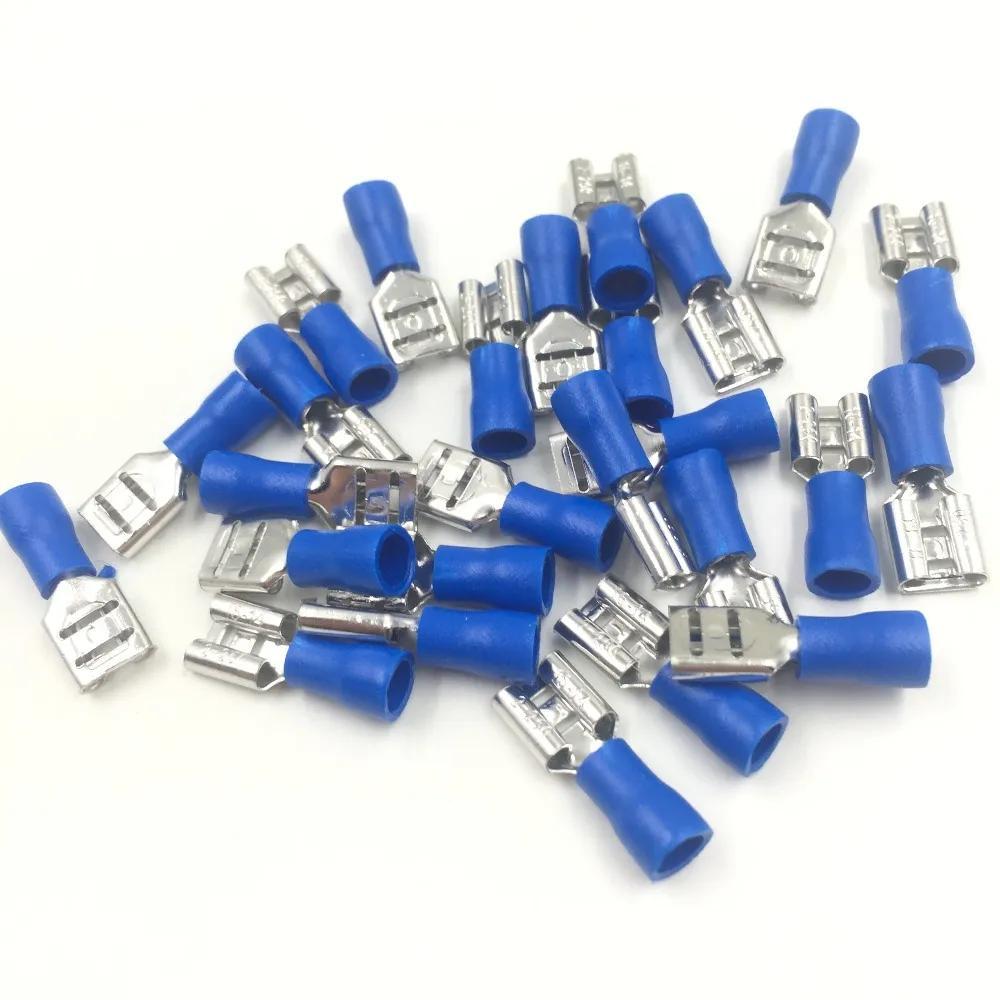 100un Terminal Fêmea Faston Pré-isolado 1,5mm A 2,5mm Azul - Carrefour