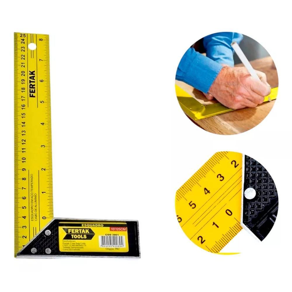 Esquadro Aço Temperado 25 Cm 10'' Cabo Alumínio Profissional - Carrefour
