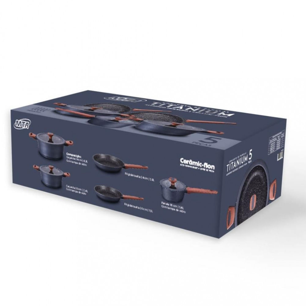 Jogo De Panelas Mta Titanium Premium 5 Peças Tampa De Vidro - Carrefour